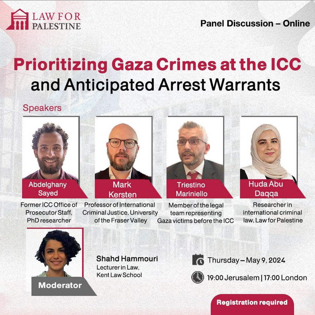 Join us: Prioritizing Gaza Crimes at the ICC and Anticipated Arrest ...