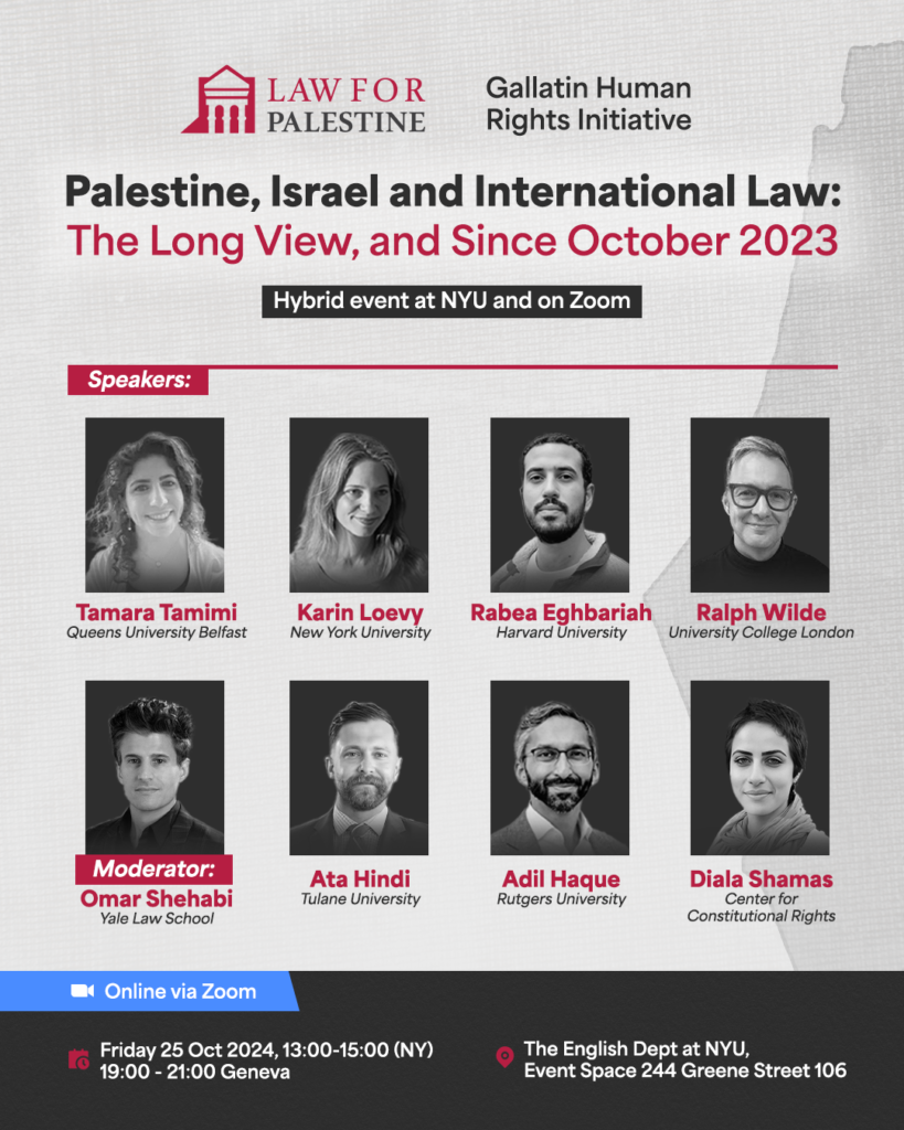 Hybrid event | Palestine, Israel and International Law: The Long View ...
